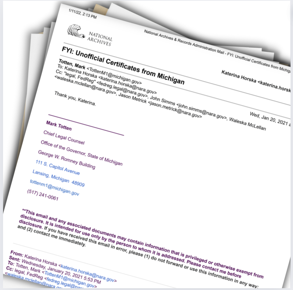 NARA Records Regarding Submission of Certificates of Ascertainment ...