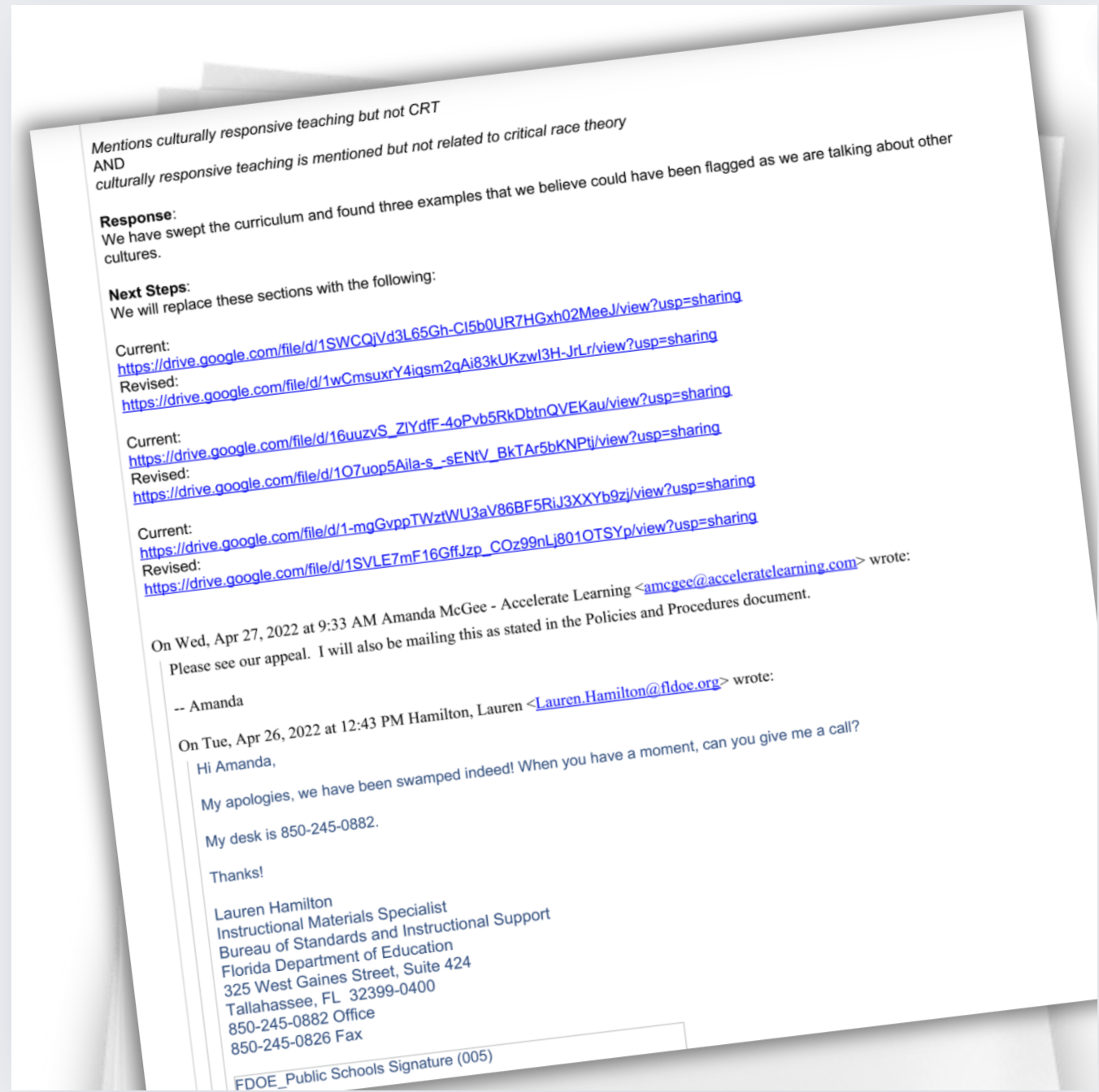 Florida Education Department Records Released in Response to Request ...